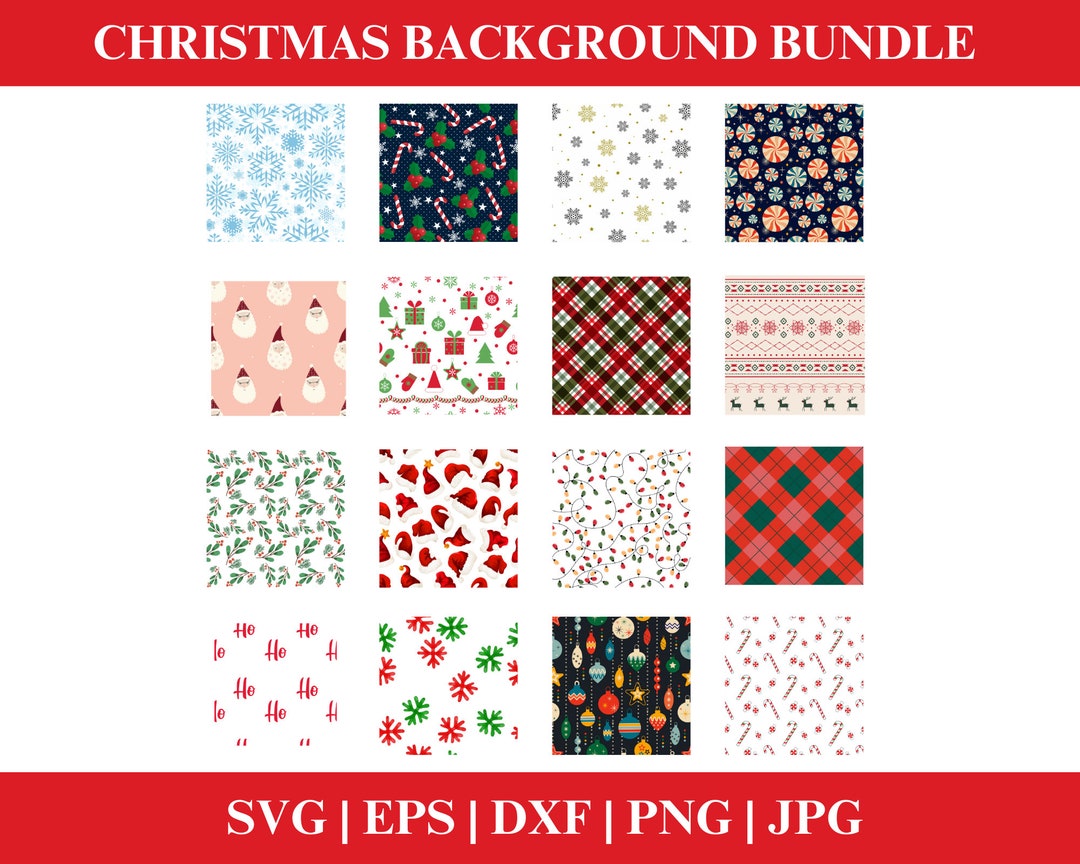 Christmas Background SVG Bundle, CHRISTMAS Pattern Clipart, Christmas ...