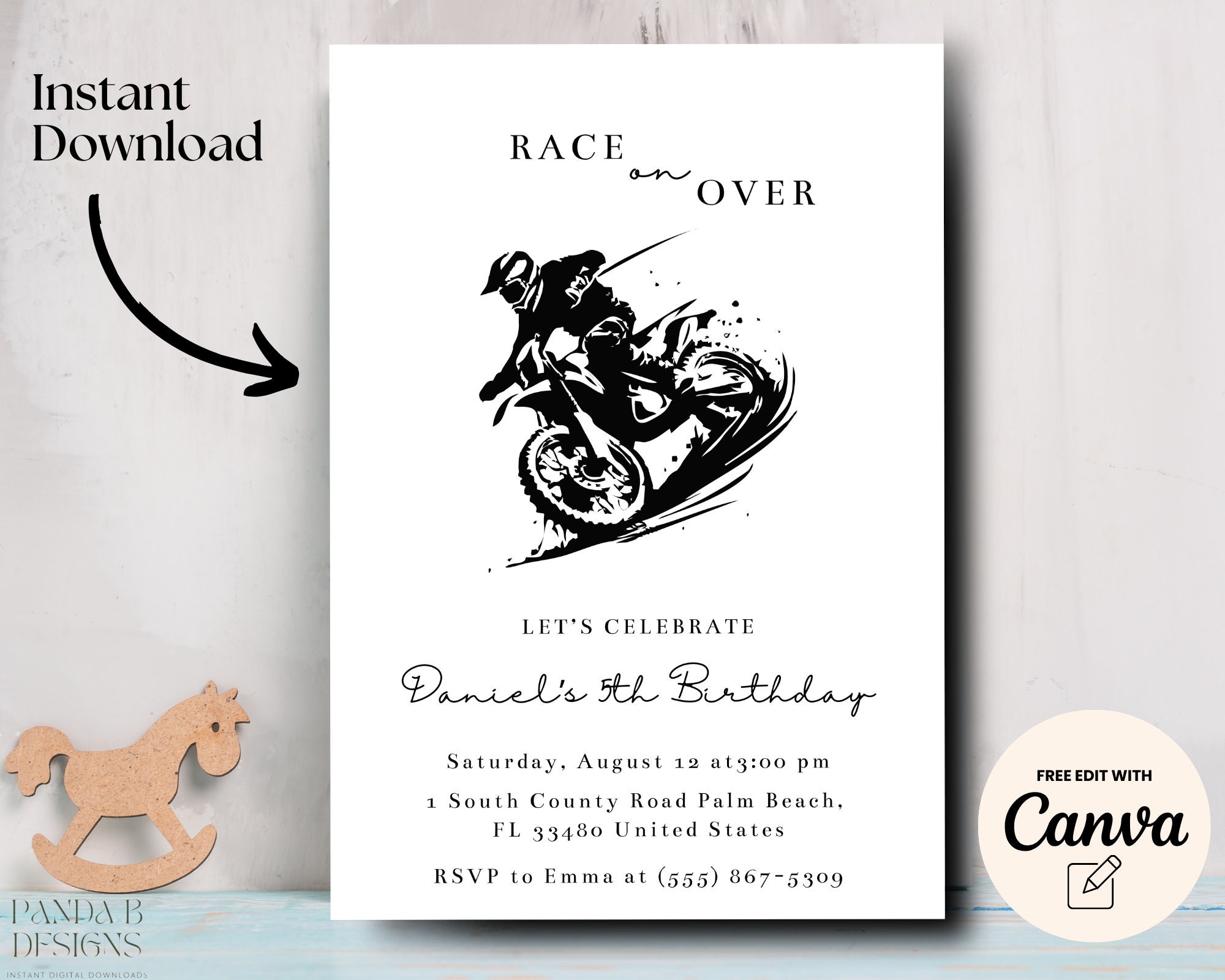 Racing Birthday Invitation, Motocross Birthday Invite, Dirt Bike Invite ...