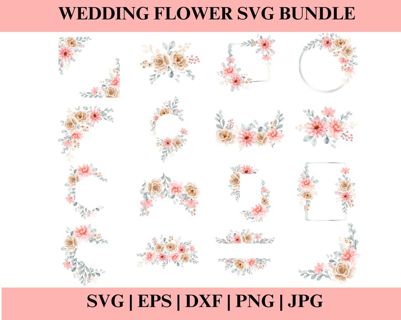 Wedding Flowers SVG Bundle, Wedding Elements PNG, Flower PNG ...