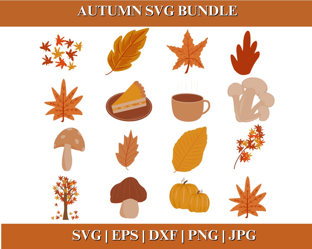 Autumn Leaves SVG, Fall Leaf Clipart Bundle, Maple Leaf Cut File for ...