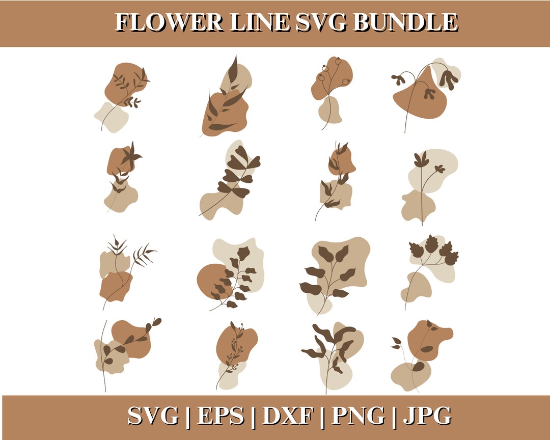 Aesthetic Flower Line SVG Bundle, Floral Line PNG, Aesthetic Flower ...