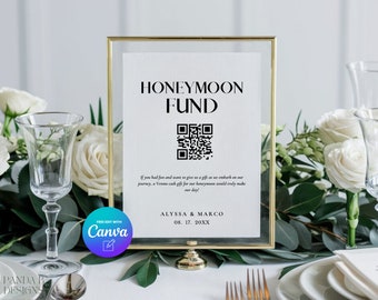 Modern Honeymoon Fund Sign, Venmo Honeymoon Wish Sign, Editable Wedding ...