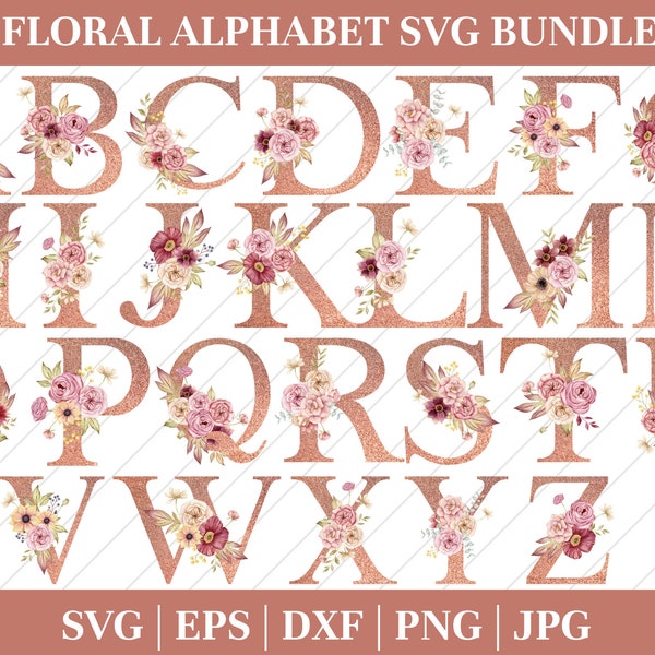 Floral Alphabet Svg - Etsy