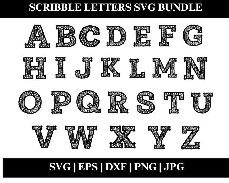 Scribble Font Letters SVG, Outline Font Svg, Doodle Font Svg, Doodle ...