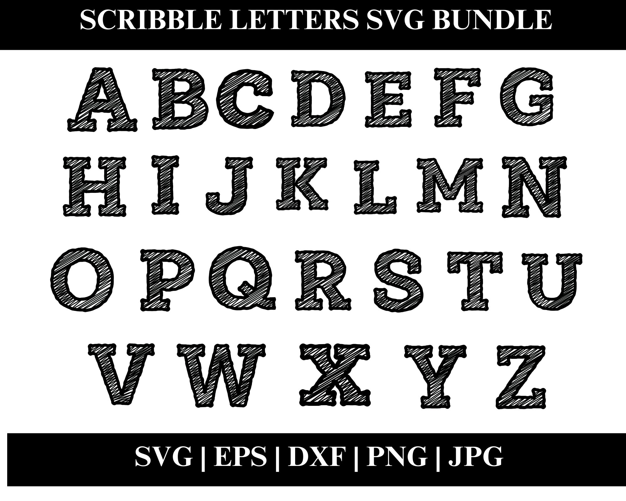 Scribble Font Letters SVG, Outline Font Svg, Doodle Font Svg, Doodle ...