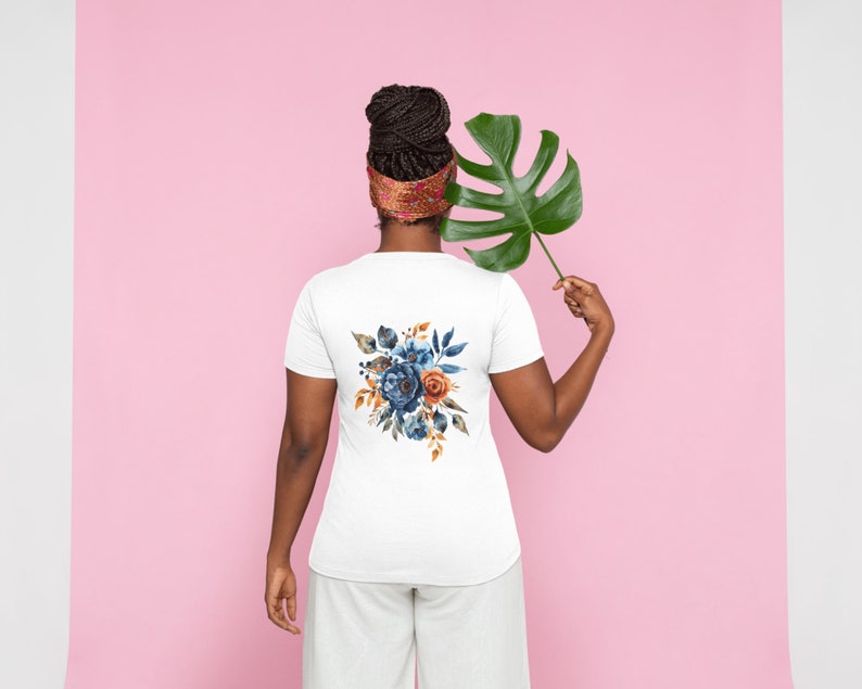 Indigo and Rust Flower Clipart SVG Bundle for Cricut, Watercolor ...