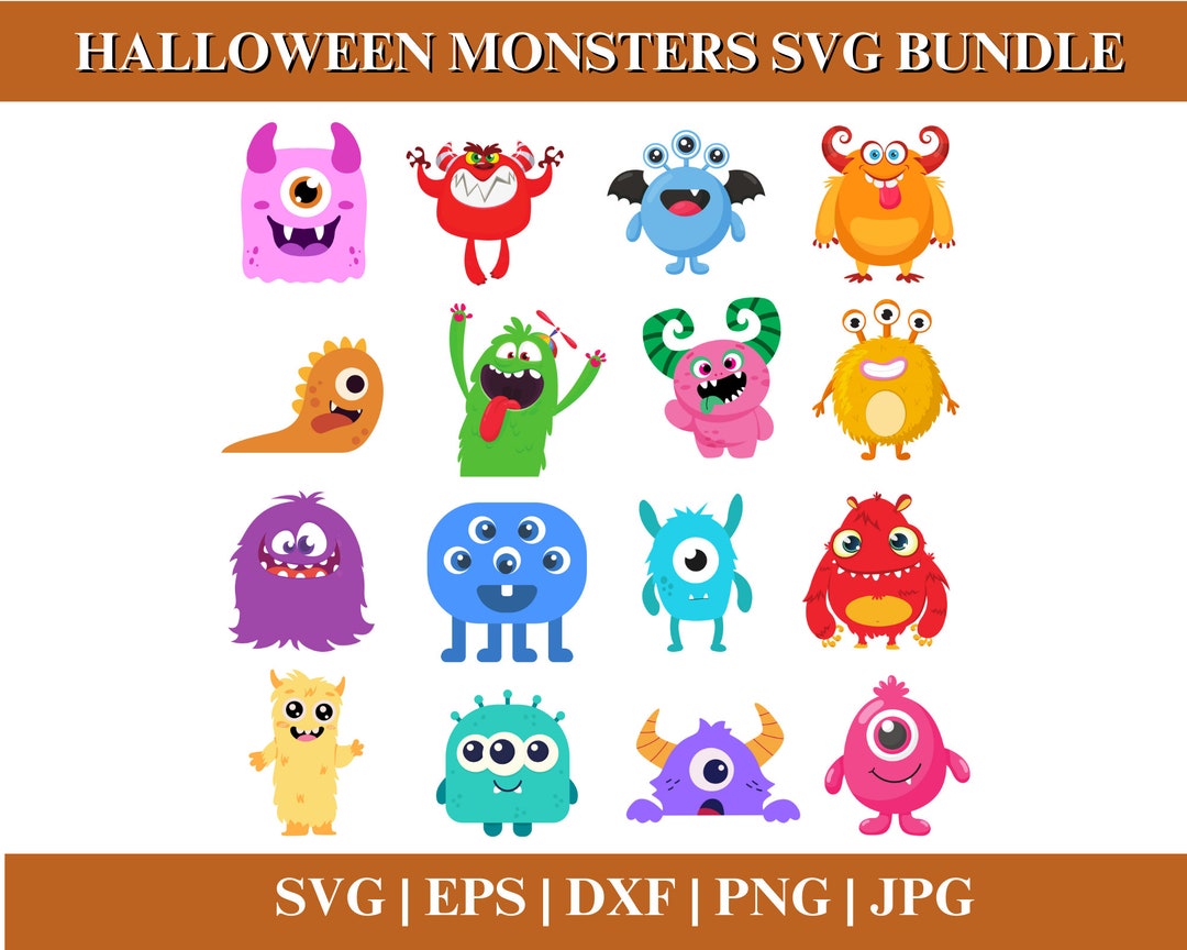 HALLOWEEN MONSTERS SVG, Cute Monsters Svg, Halloween Silhouette Svg ...