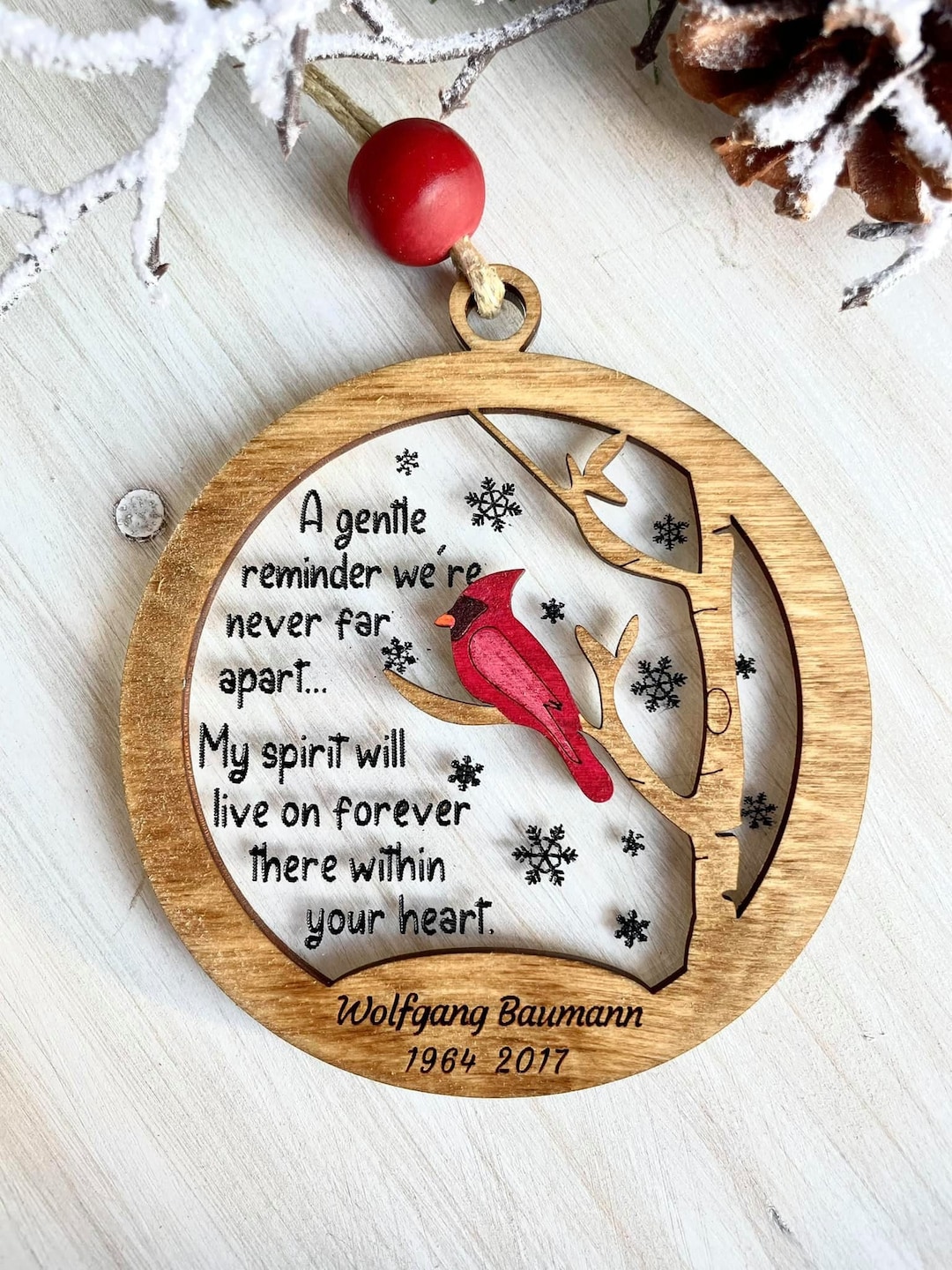 Red Cardinal Memorial Ornament | Personalized Cardinal Ornament ...