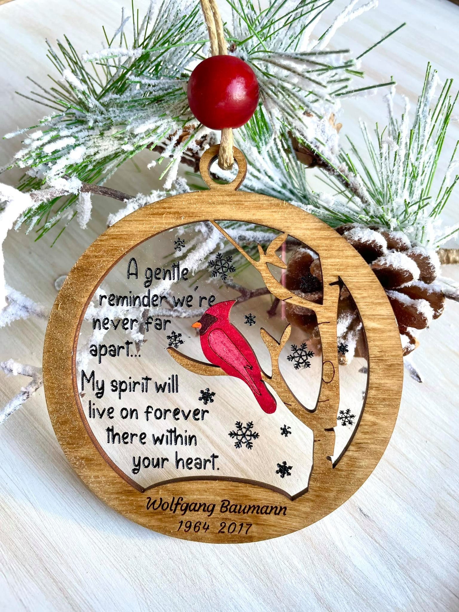 Red Cardinal Memorial Ornament | Personalized Cardinal Ornament ...