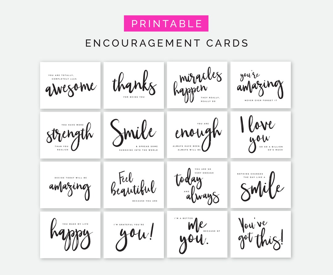 Printable Encouragement Cards Set - Etsy