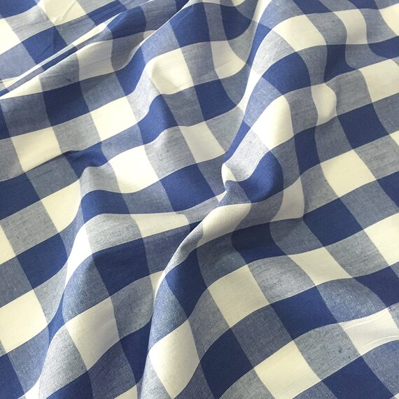 Royal Blue Gingham Poly Cotton Check Fabric Cloth per Metre | Etsy