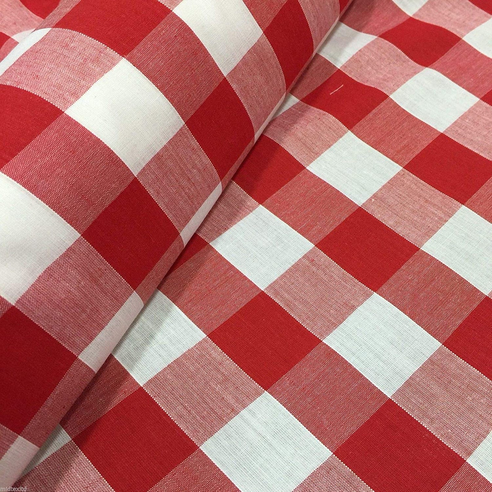 Red Gingham Poly Cotton Check Fabric Cloth per Metre NEW BARGAIN - Etsy