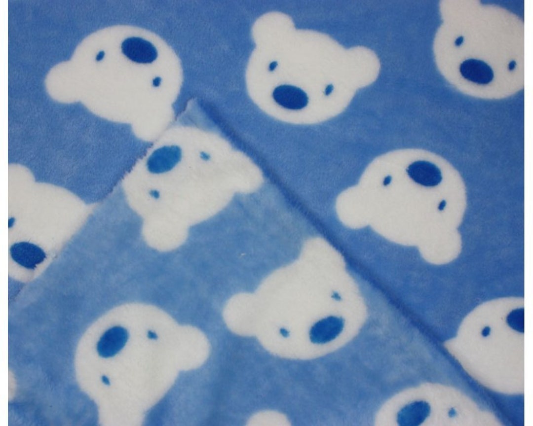 BLUE Teddy Face Plush Cuddle Fleece - Super Soft & Comfy Fabric Blanket ...