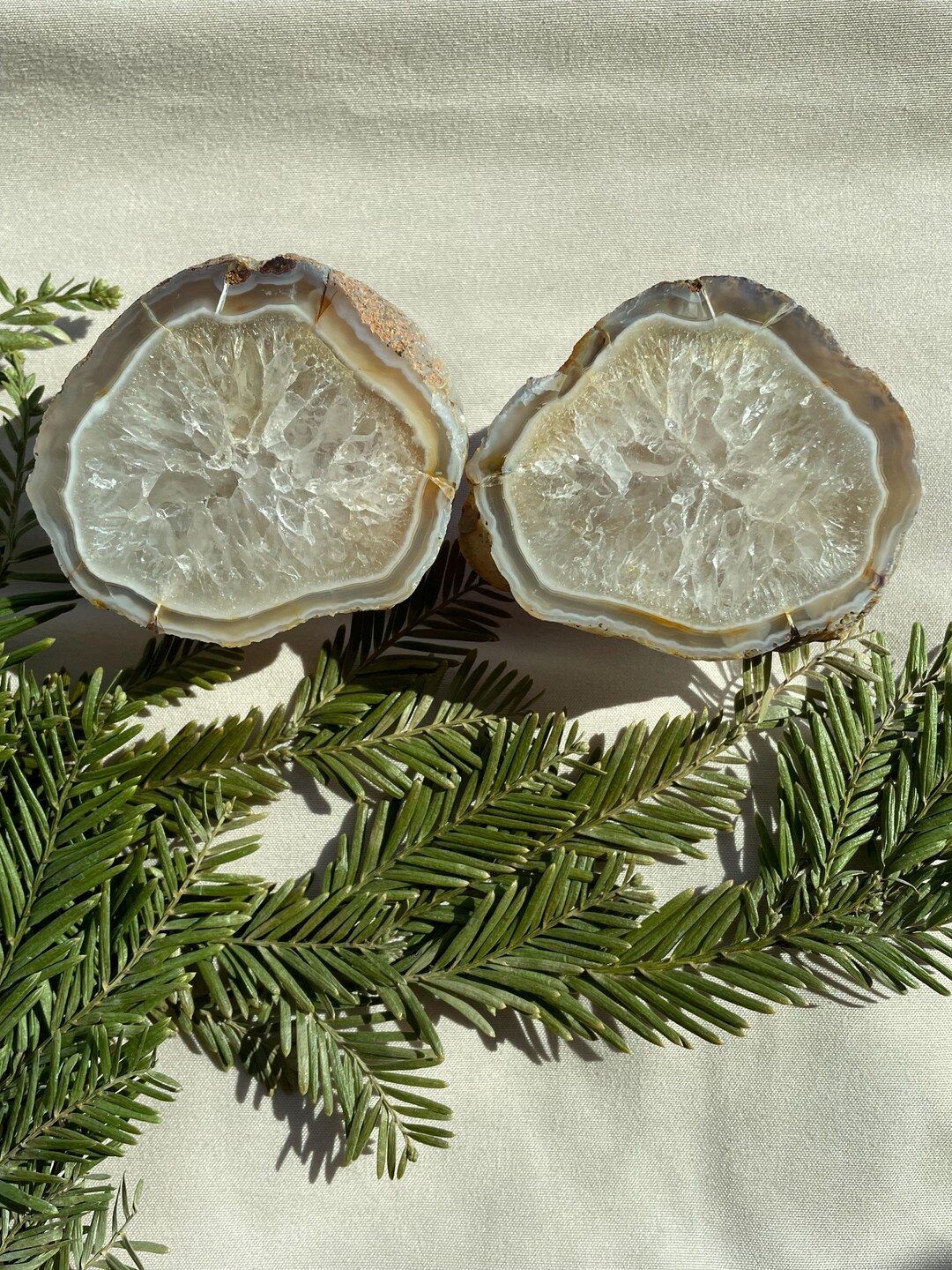 Very Nice Calandria Geode/nodule Couplet With Quartz, Cut and Polished ...