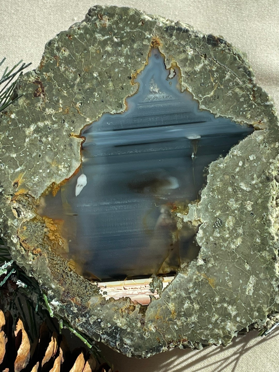 Waterline Agate Thunder Egg Half, Cut and Polished G118-2 - Etsy