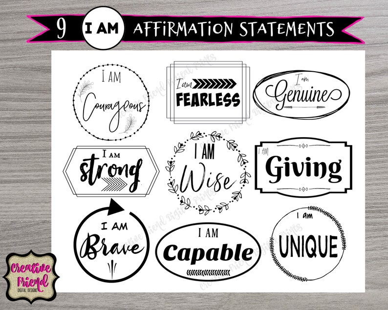 Vision Board I AM Affirmation Statements | Affirmation Phrases | Vision ...