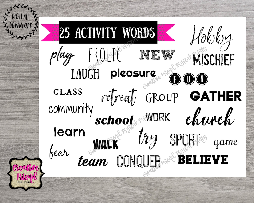 Vision Board Activity Words | Vision Board Printables | MY Vision ...