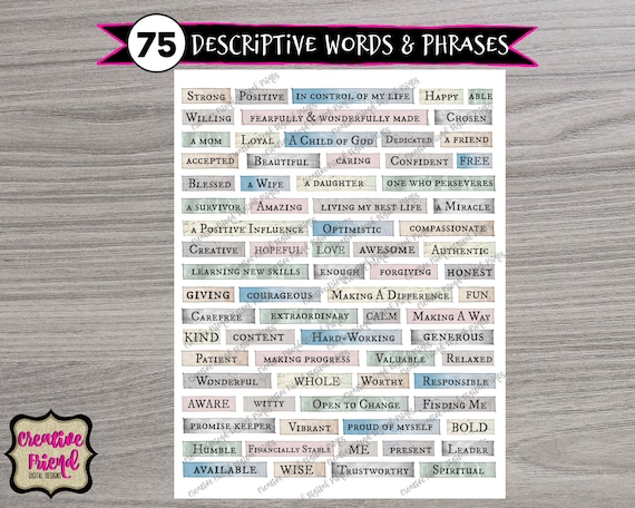 75 Positive Words and Phrases I AM Words Phrases Daily | Etsy
