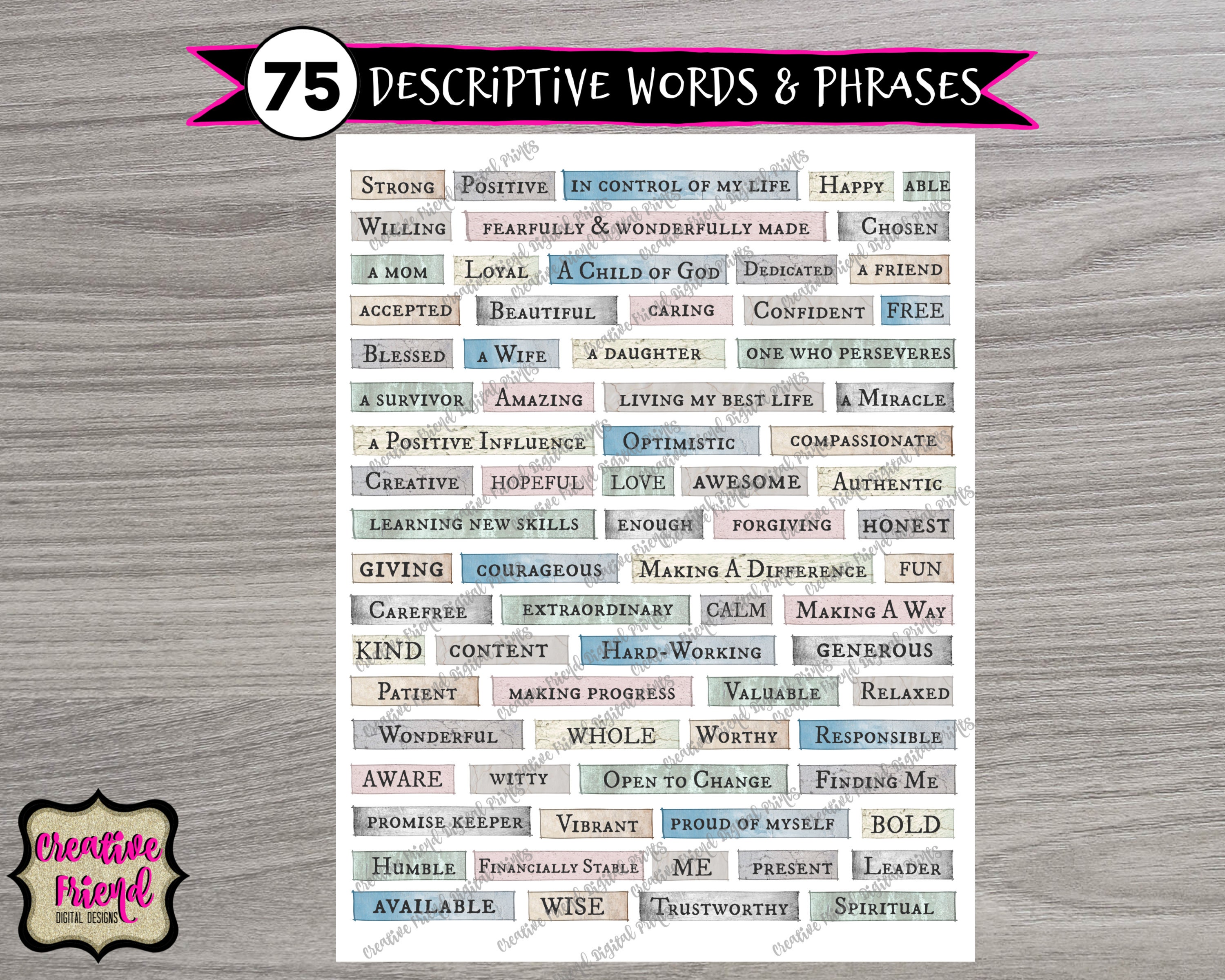 75 Positive Words and Phrases | I AM Words Phrases | Daily Affirmations ...