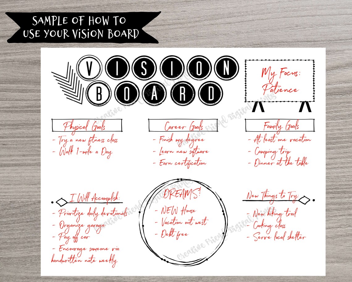 Vision Board Template | Goal Setting | Motivational Board | New Year ...