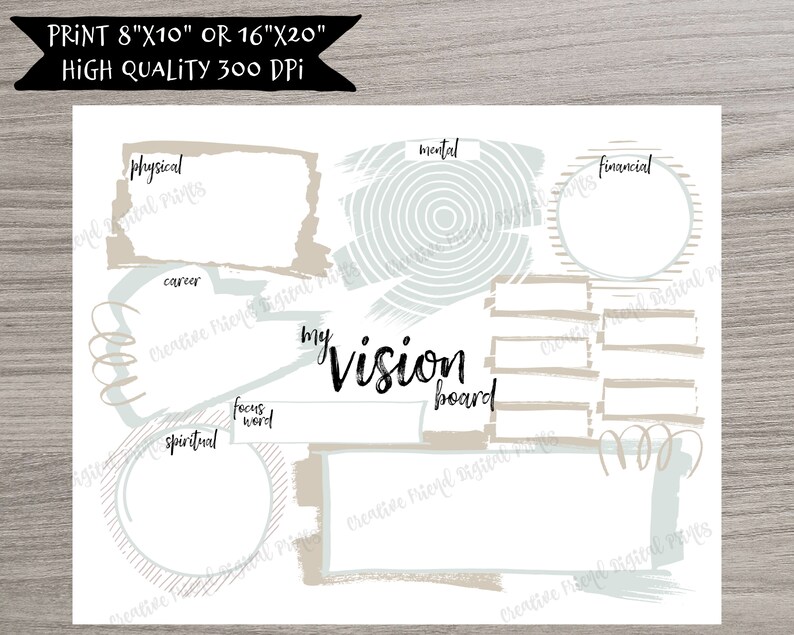 New Year Vision Board Template | Goal Setting Printable (PDF/JPG) - Etsy