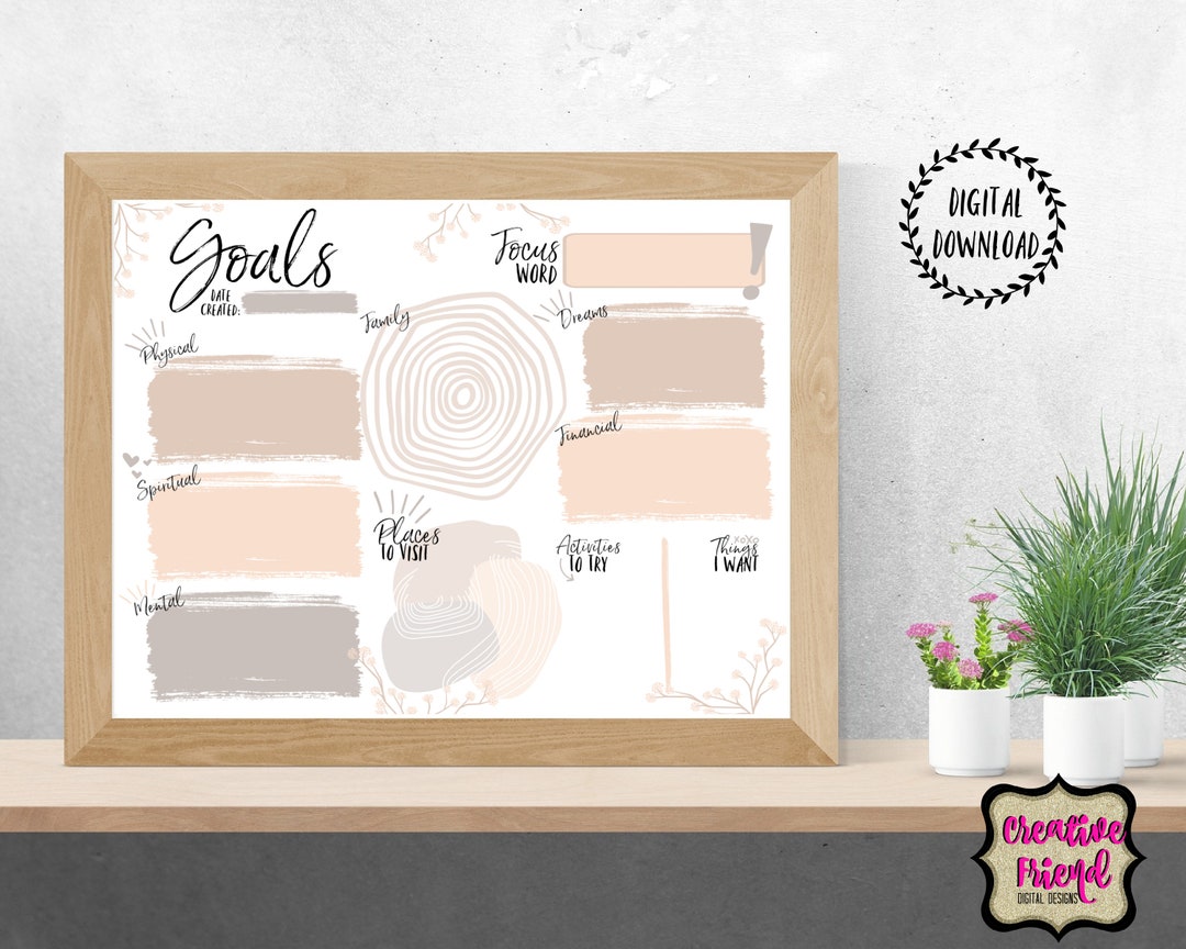 2025 Goals Board Printable | Motivational DIY Vision Board (digital ...