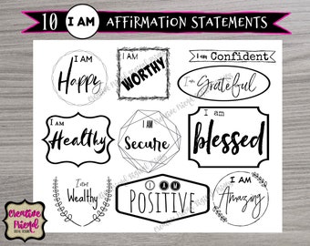 Vision Board I AM Affirmation Statements | Affirmation Phrases | Vision ...