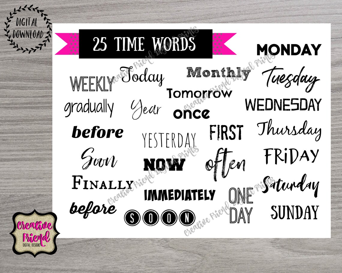 Vision Board TIME Words Printables 2023 Vision Powerful Words ...