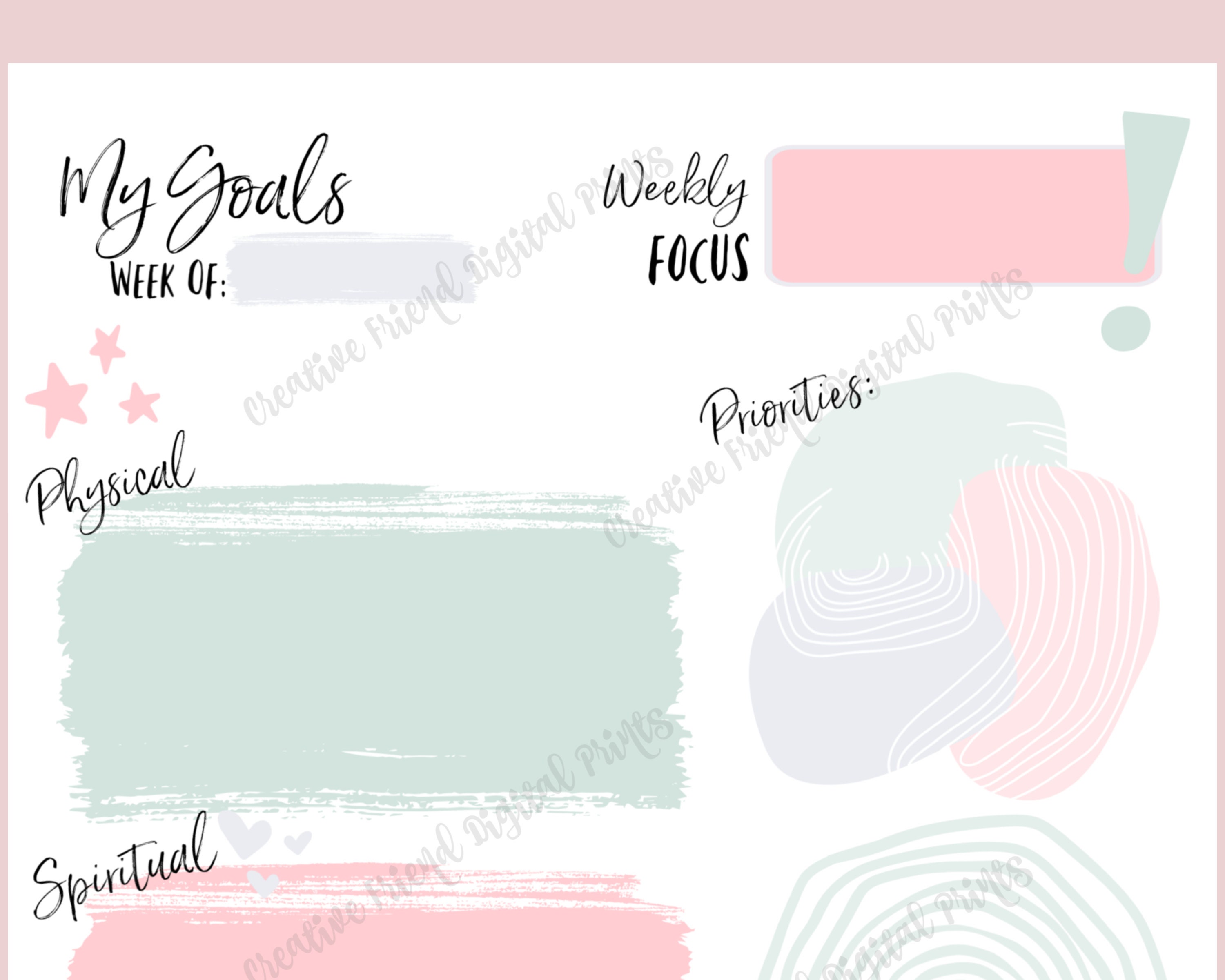 Weekly Goals Digital Download 2023 Goals Goal Setting Goals Board Focus ...