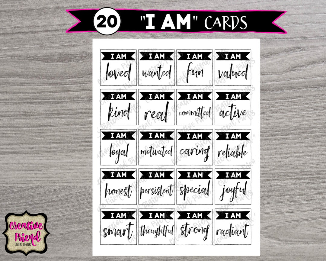 I AM Cards | Vision Board Printables | Affirmation Words | 2023 Vision ...