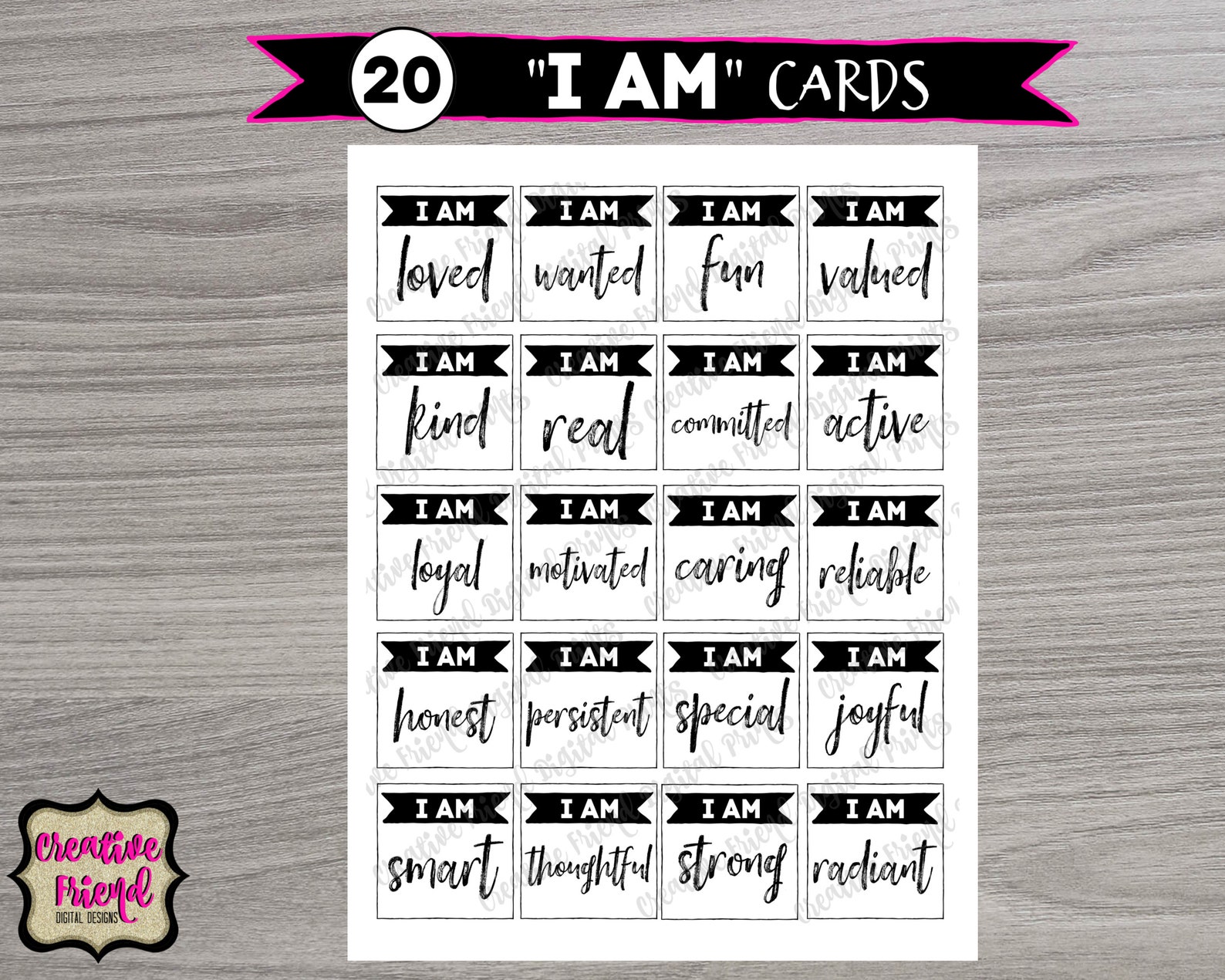 I AM Cards | Vision Board Printables | Affirmation Words | 2023 Vision ...