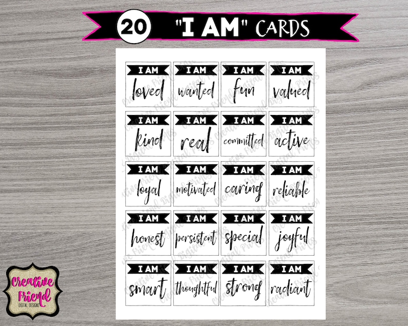 I AM Cards | Vision Board Printables | Affirmation Words | 2023 Vision ...