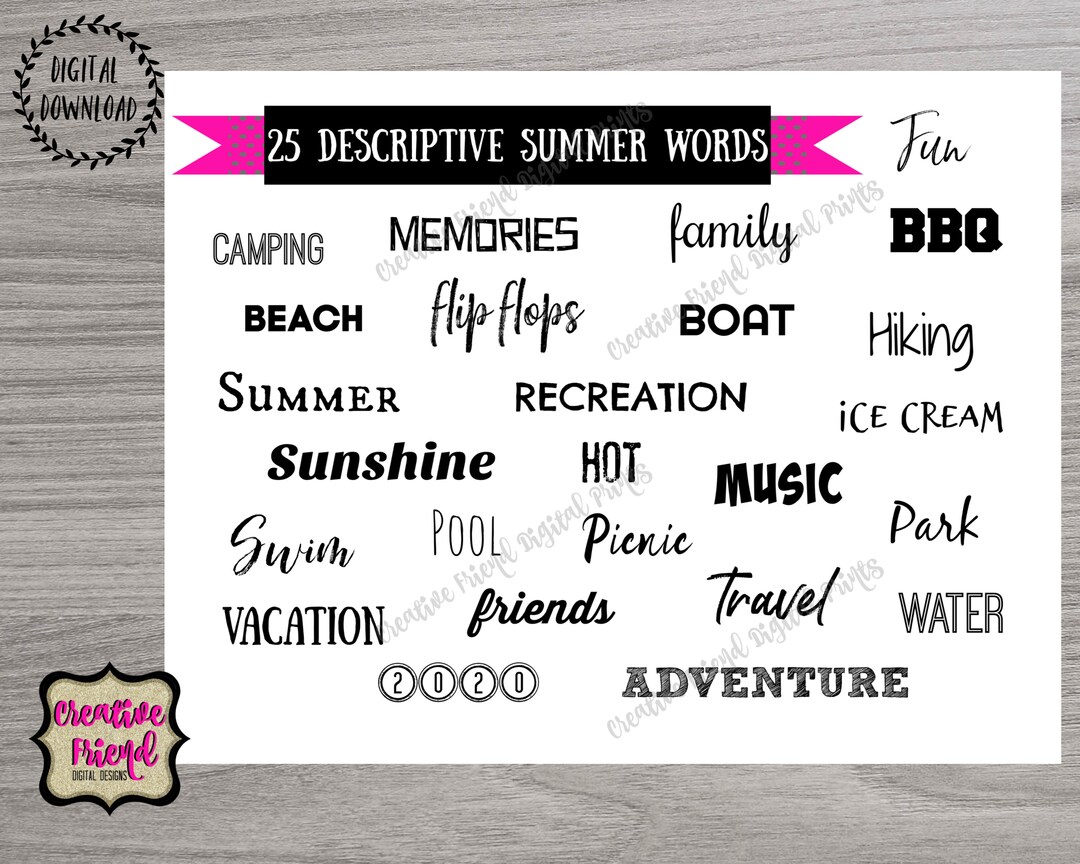 Summer Words | Printables | Digital Scrapbook | Fun Words | Scrapbook ...
