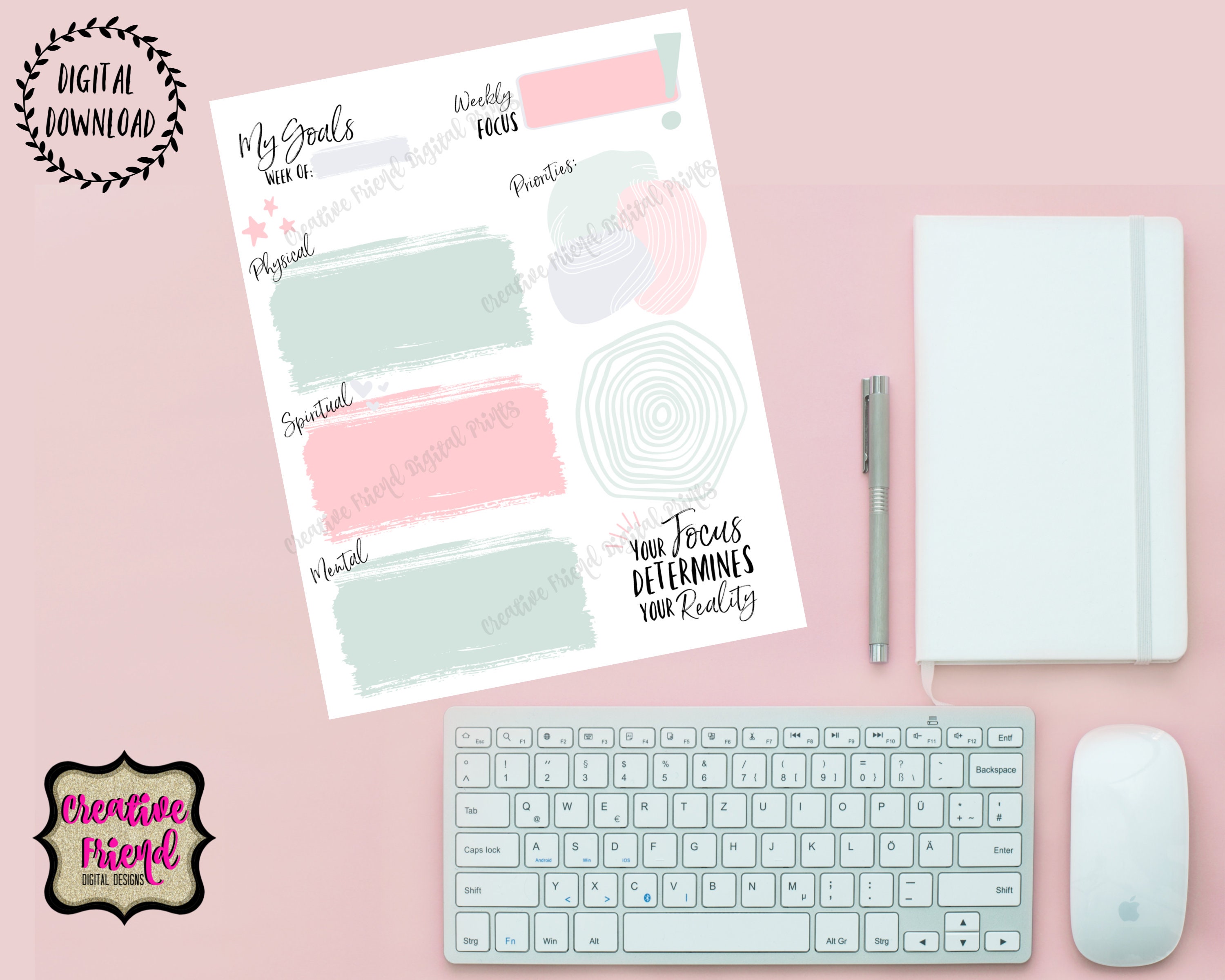 Weekly Goals Digital Download 2023 Goals Goal Setting Goals Board Focus ...