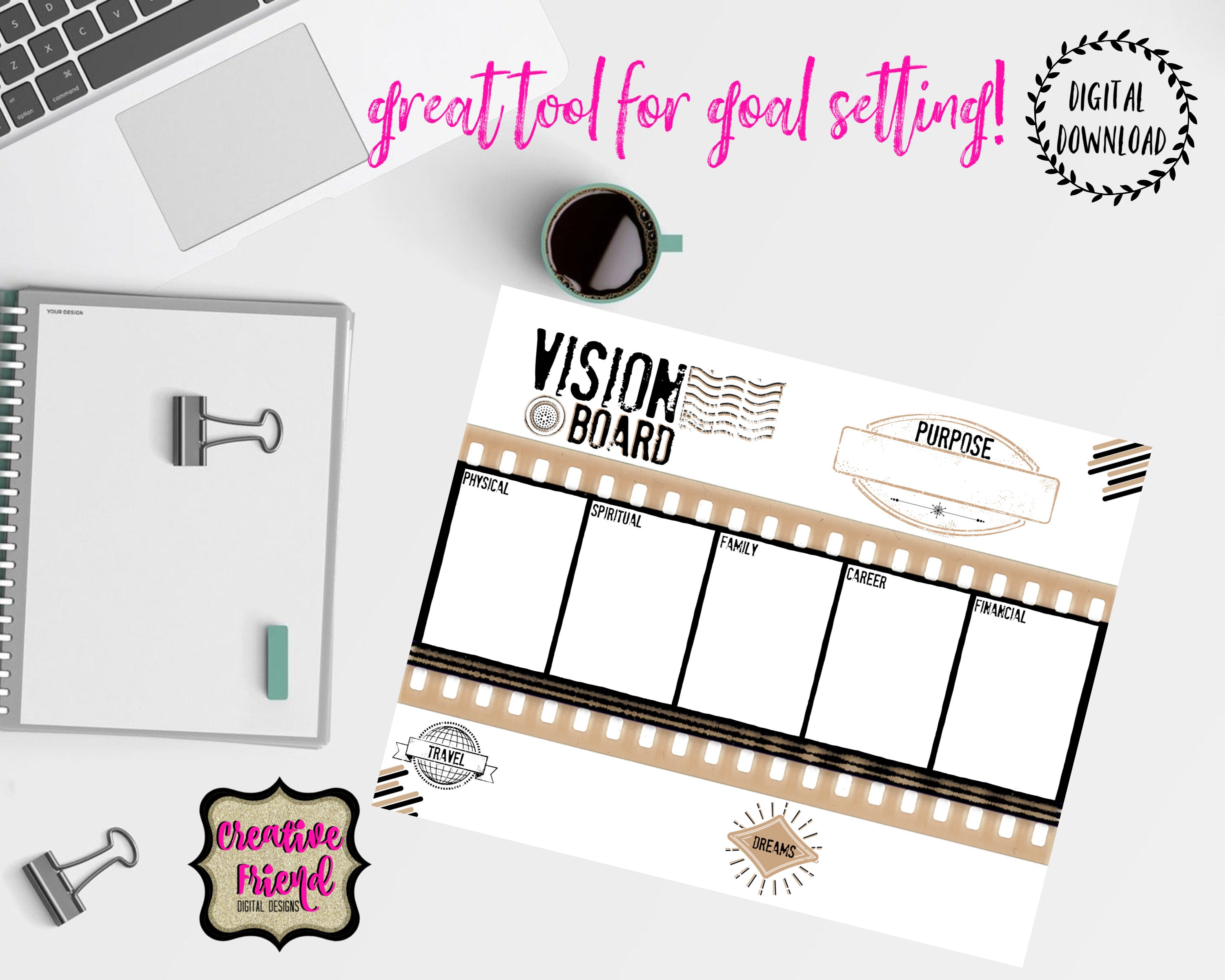 Vision Board Visual Goal Setting 2024 Goals Dream Board Motivational ...