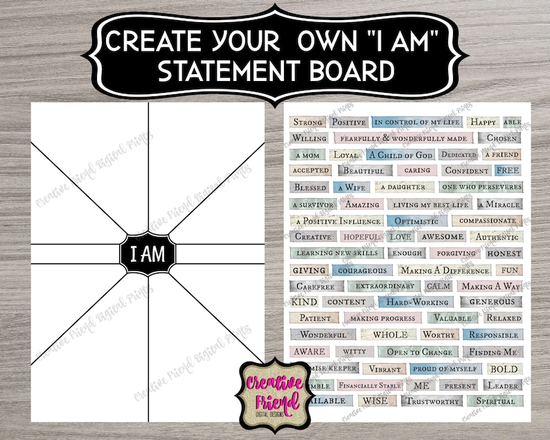 I AM Statement Board With 75 Positive Affirmation Words Phrases ...
