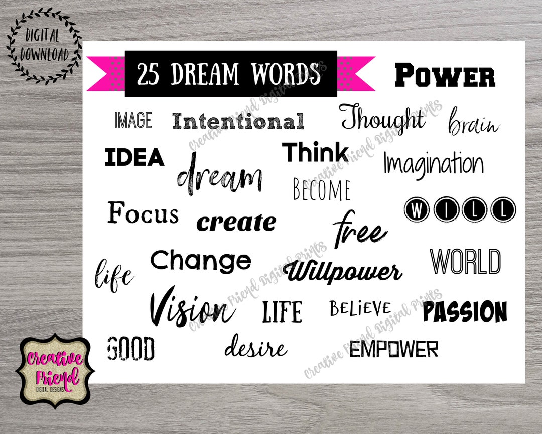 Vision Board Dream Words | Printables | MY Vision | Powerful Words ...