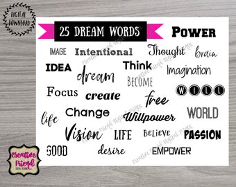 Vision Board Activity Words Vision Board Printables MY Vision Powerful ...
