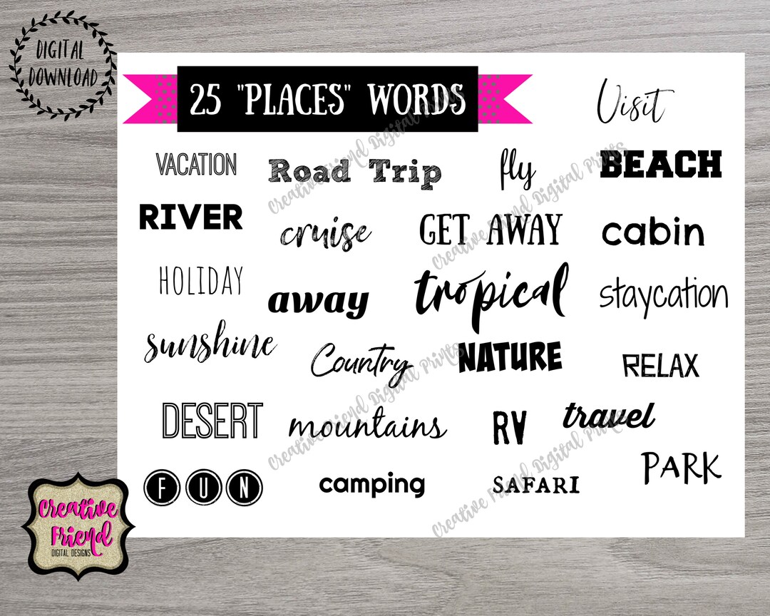 Vision Board places Words Printables 2023 Vision Powerful Words ...