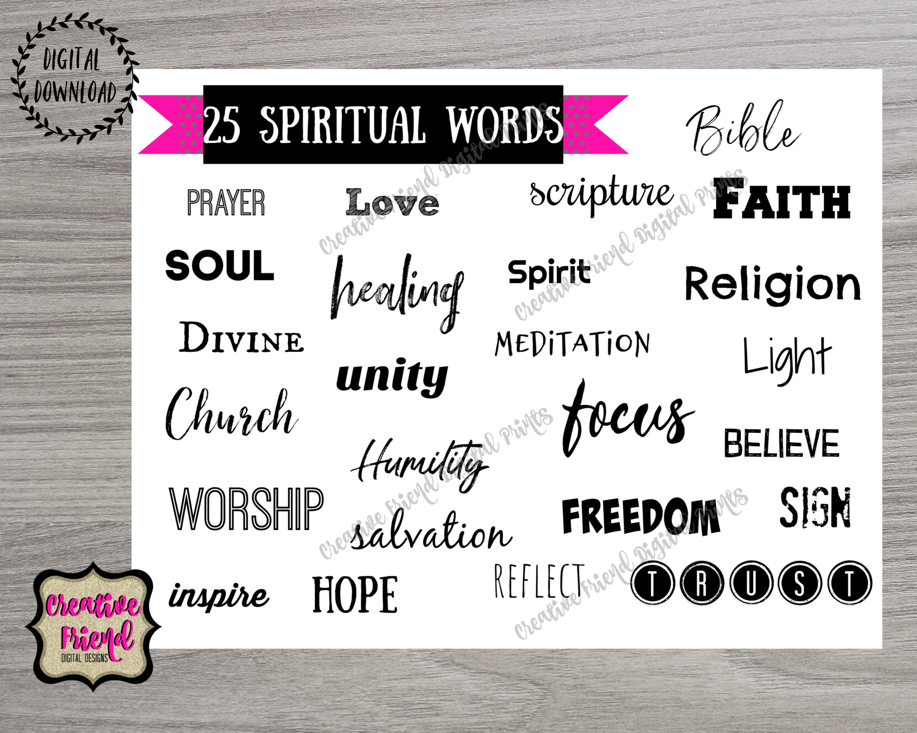 Vision Board Spiritual Words | Printables | MY Vision | Powerful Words ...