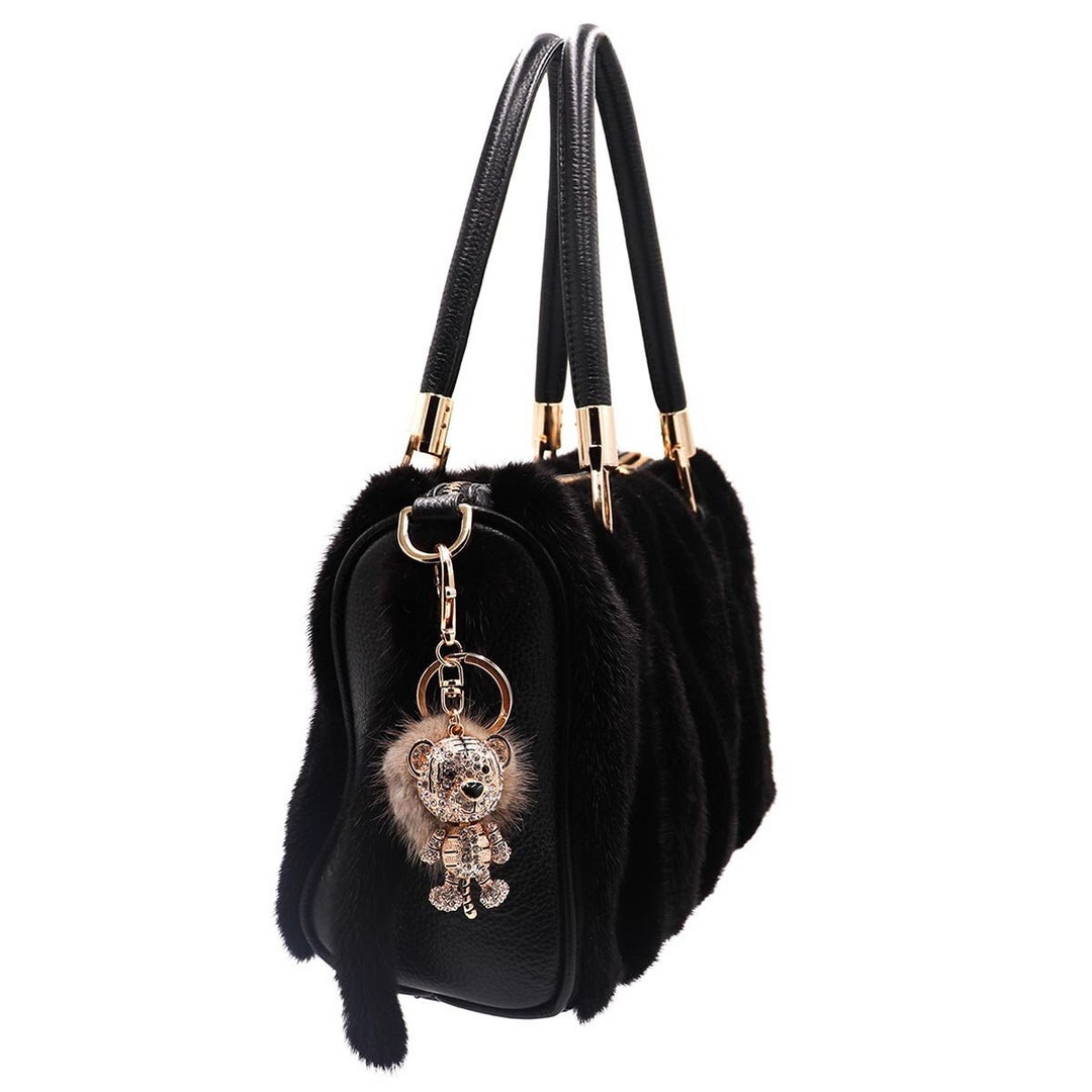 Genuine Mink Fur Tiger Keychain - Movable Pom Bag Purse Charm ...