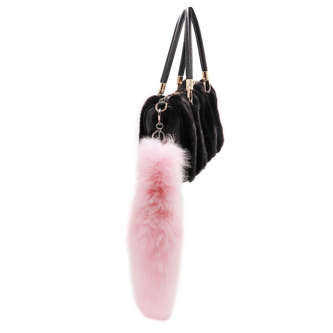 Real Fox Fur Tail Keychain With Heart Clasp- Furry Fox Tail Accessory ...