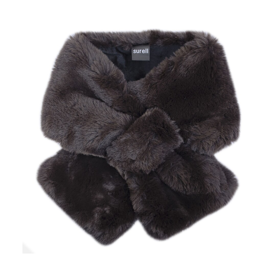 Women's Faux Rex Rabbit Fur Pull Through Scarf - Soft Fake Fur ...