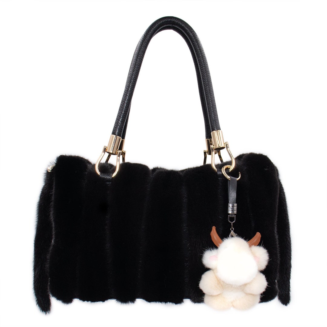 Mink Fur Cow Keychain - Cute Cow Gifts - Soft Plush Cow Charm Keys ...