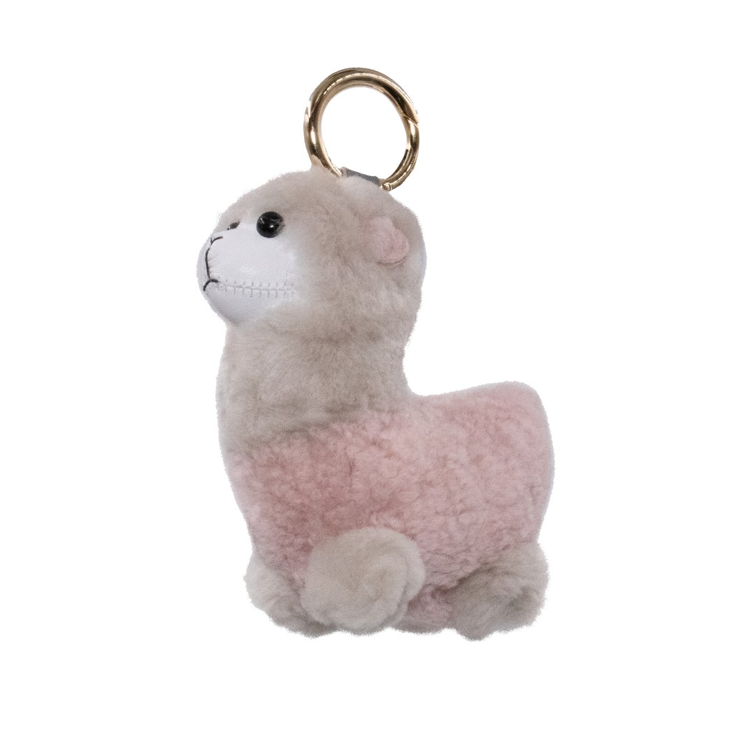 Alpaca Keychain Real Shearling - Cute Happy Adorable Plush Llama Bag ...