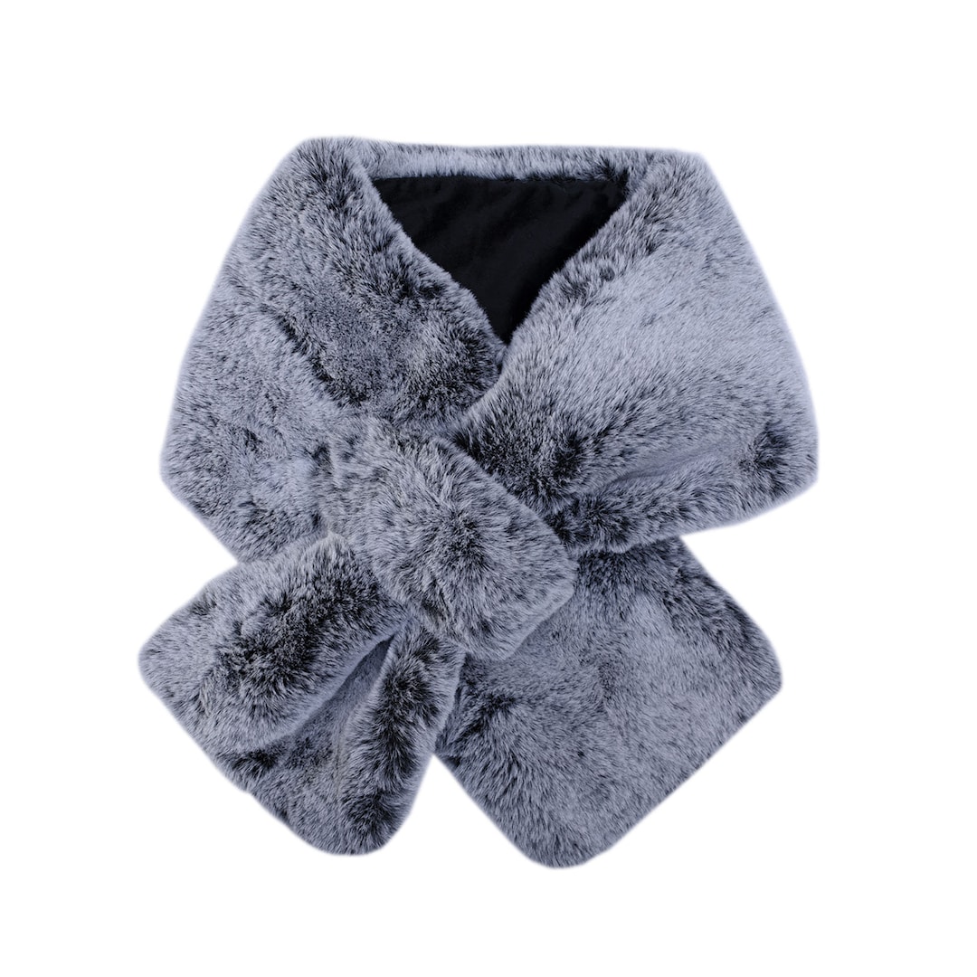 Women's Faux Rex Rabbit Fur Pull Through Scarf - Soft Fake Fur ...