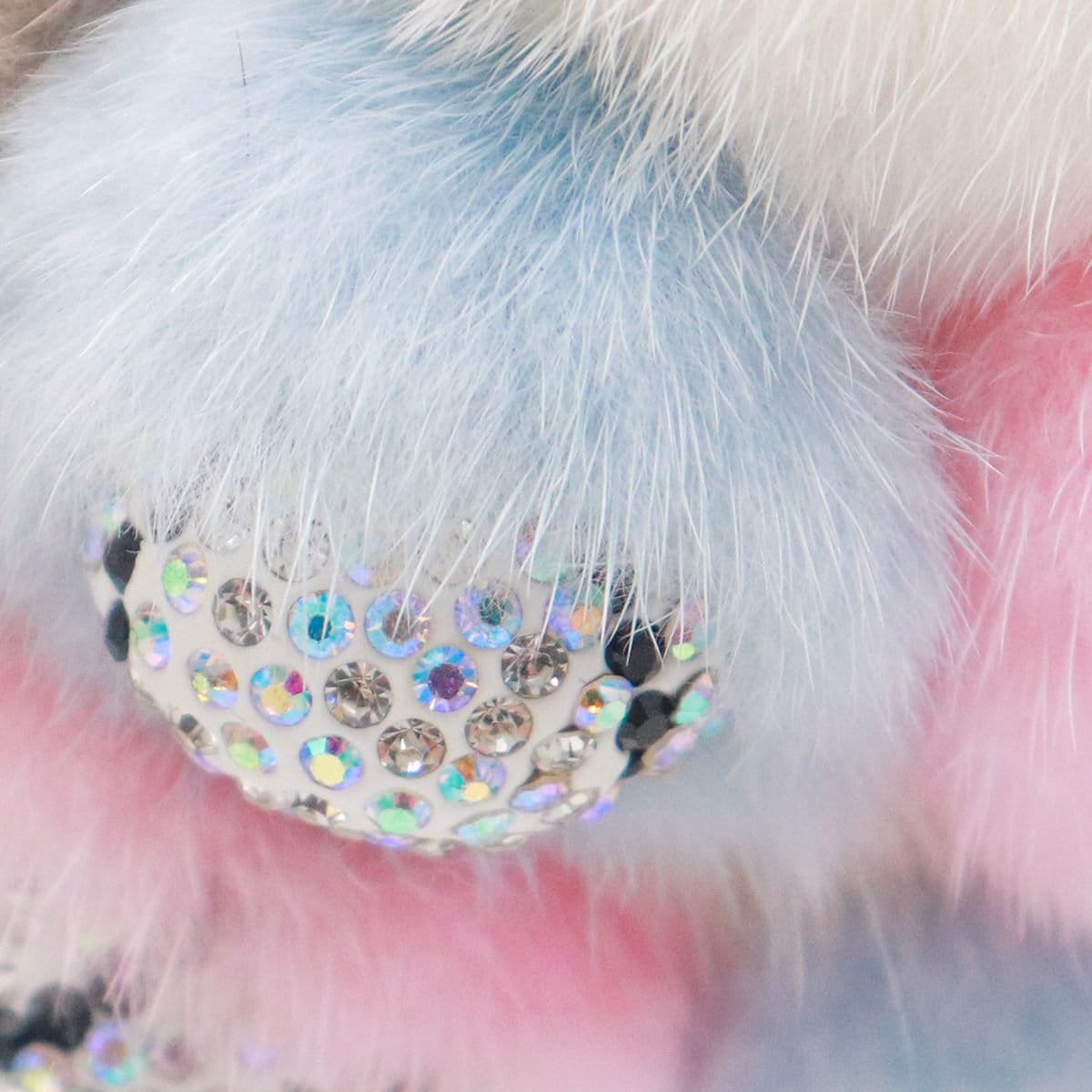 Bunny Rabbit Furry Bling Keychain - Genuine Mink Fur Keychain - Luxury ...