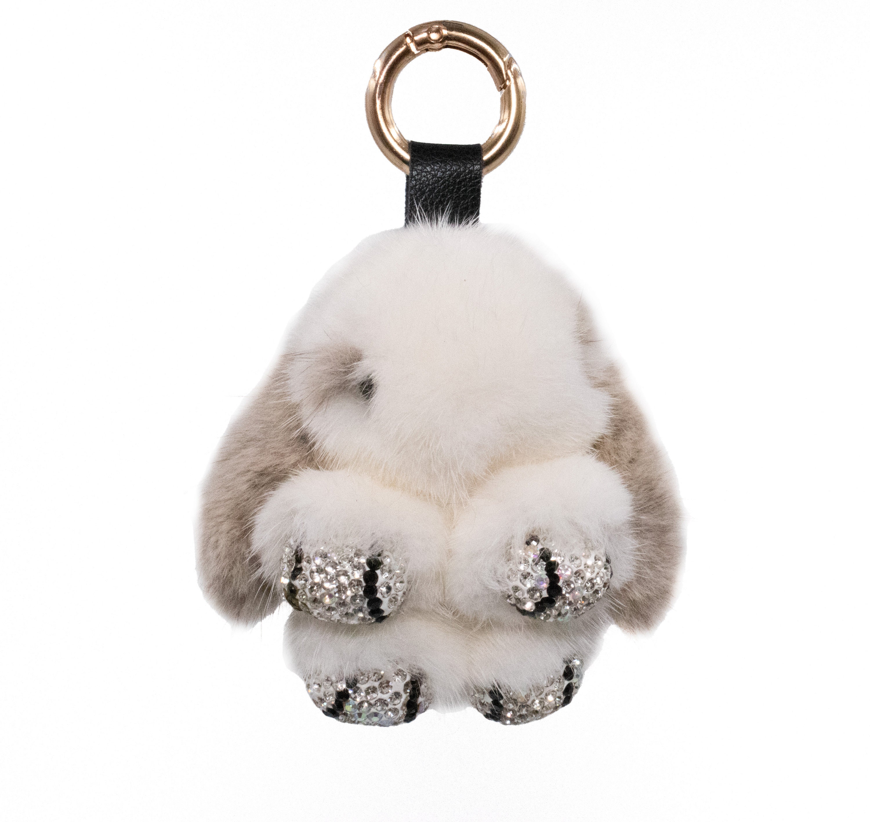 White Mink Bunny Rabbit Furry Keychain - Fluffy Bunny With Sparkly ...