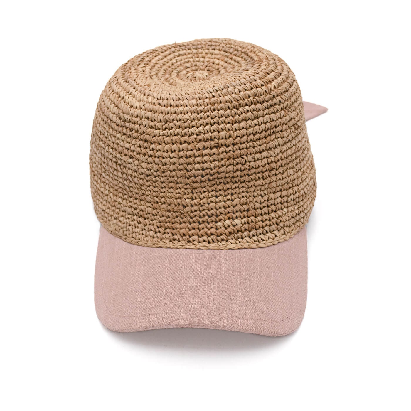 Raffia Straw Baseball Cap with Pink Bow Brimmed Sun Hat | Etsy