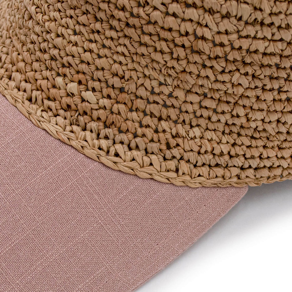 Raffia Straw Baseball Cap with Pink Bow Brimmed Sun Hat | Etsy